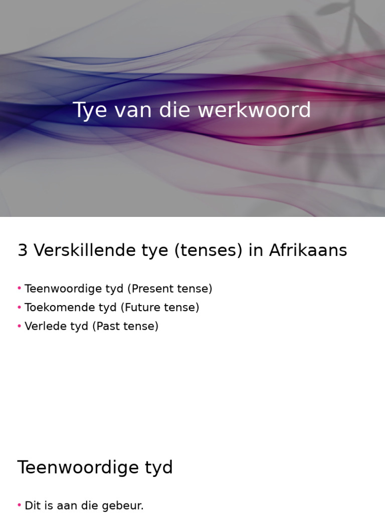 Tye Van Die Werkwoord | PDF