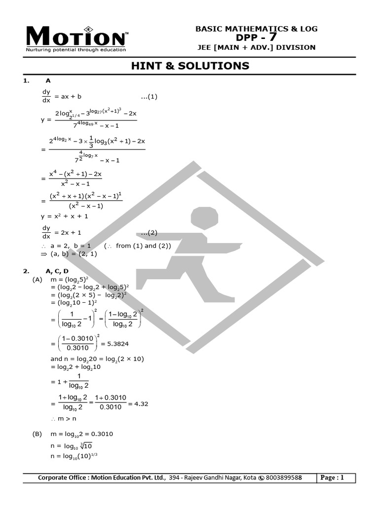 BasicMaths&log DPP-7 (JEE) Solution @GB Sir | PDF