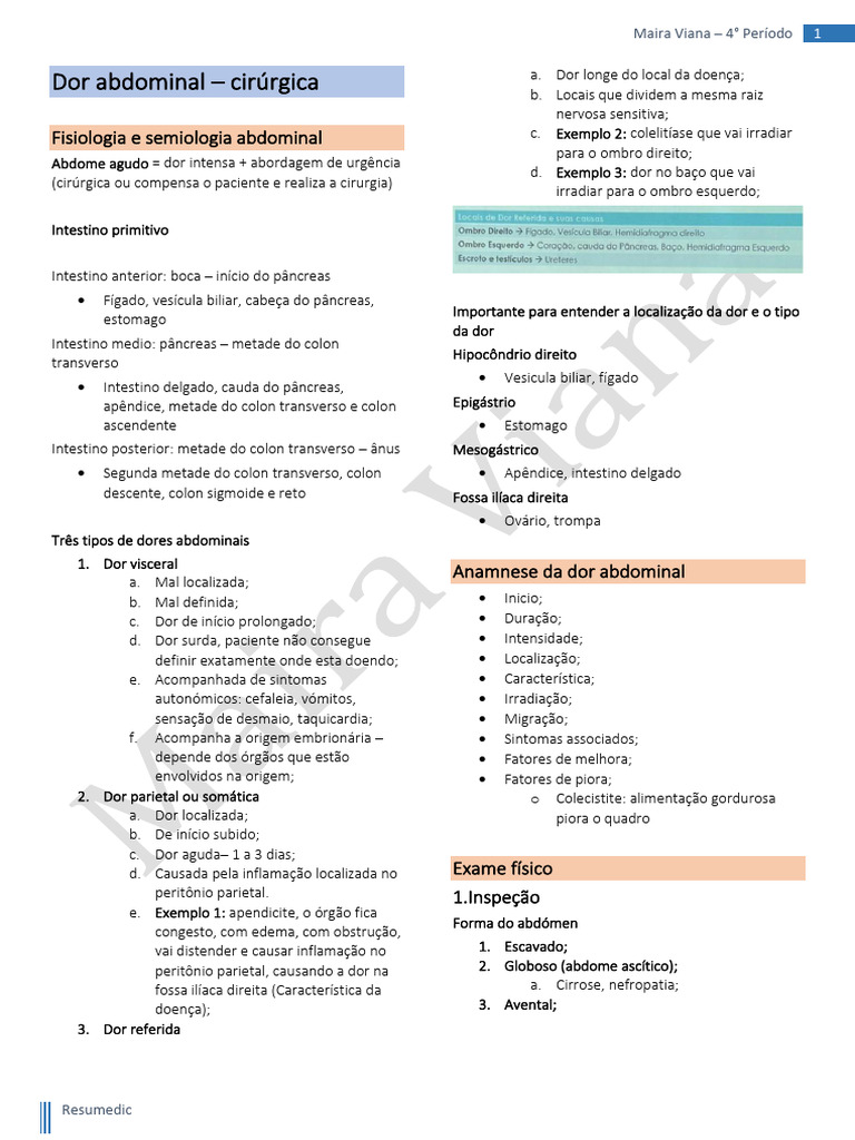 Dor Abdominal: Tipos e Diagnóstico | PDF | Dor | Sistema digestivo