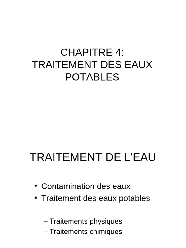 Chap4 Traitement des eaux potables | PDF | Chlore | Eau