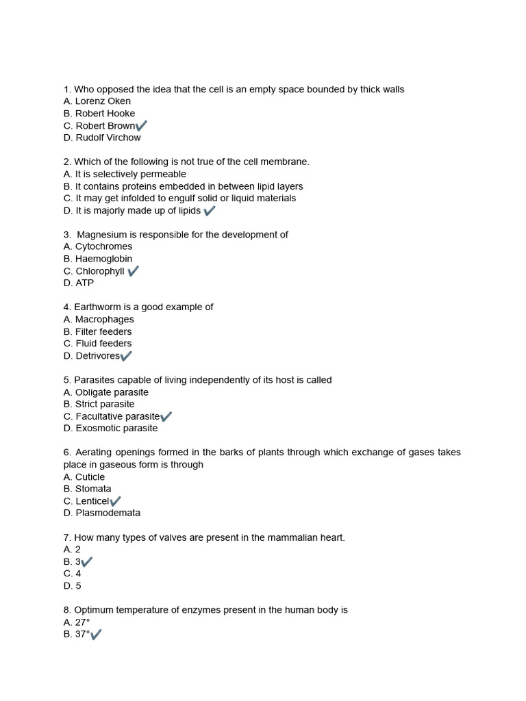 Biology Quiz: Cell Structure & Functions | PDF | Small Intestine | Anatomy
