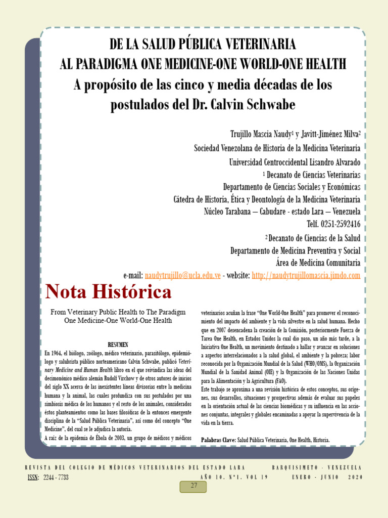 One Medicine: Historia y Salud Global | PDF | Ciencias de la Salud ...