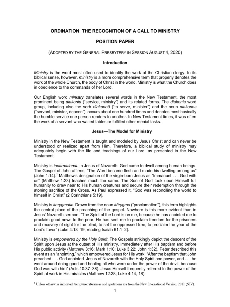 Ordination - The Recognition of A Call To Ministry | PDF | Spiritual ...