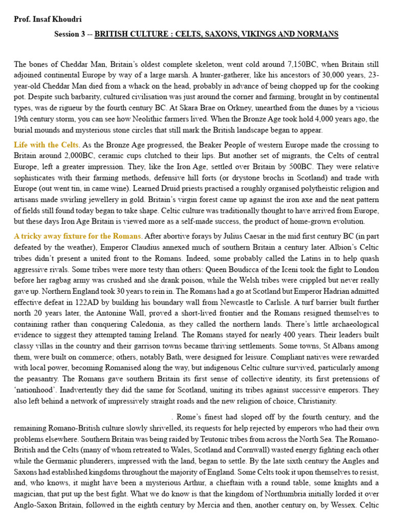 British Culture and Society 3 (History) | PDF | Celts | Great Britain