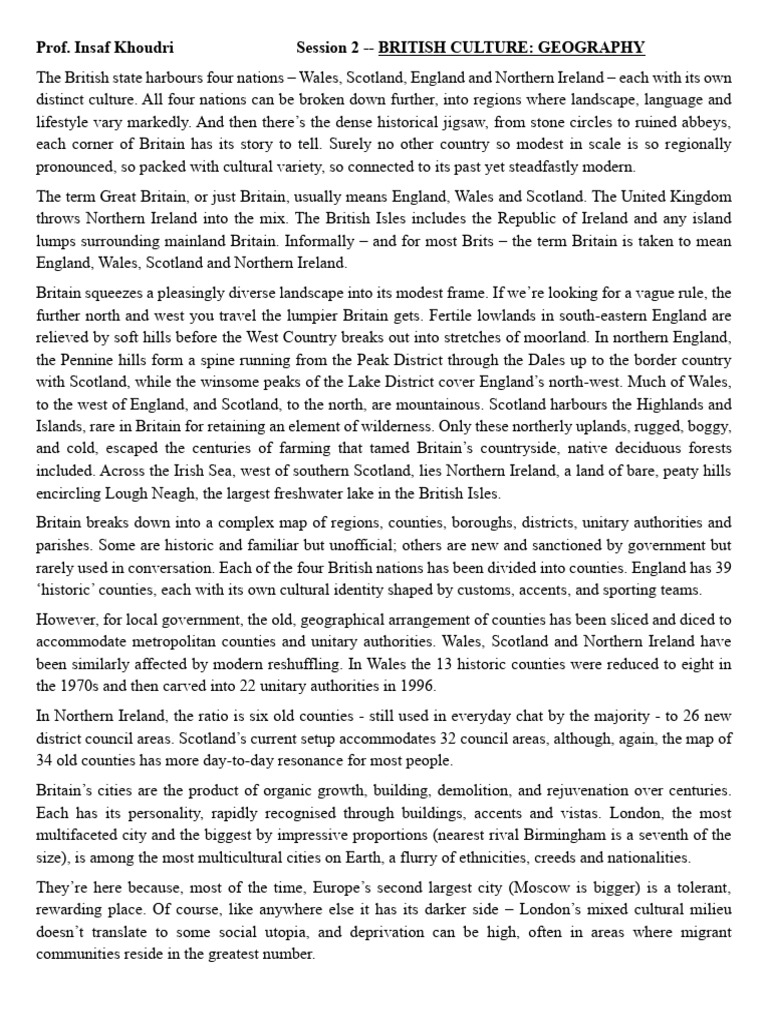 British Culture and Society 2 (Geography) | PDF | United Kingdom ...