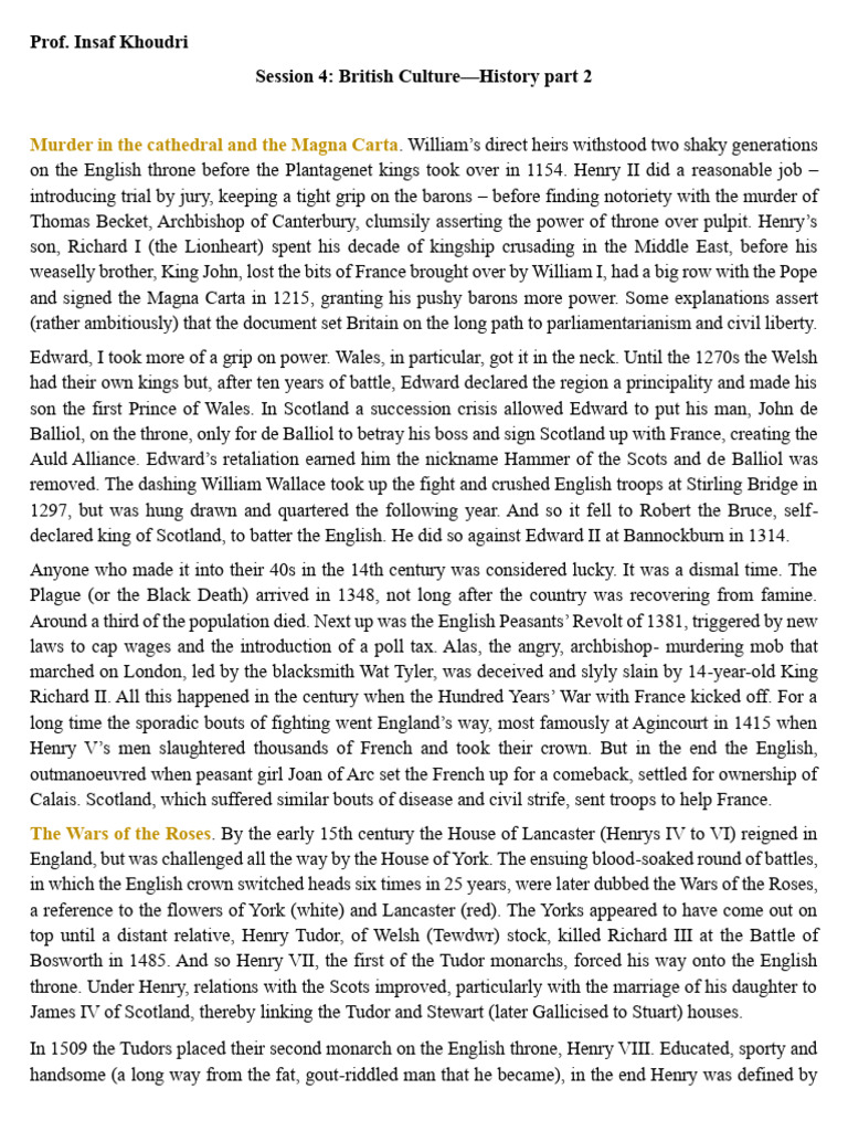 British Culture and Society 4 (History) | PDF | English Civil War ...