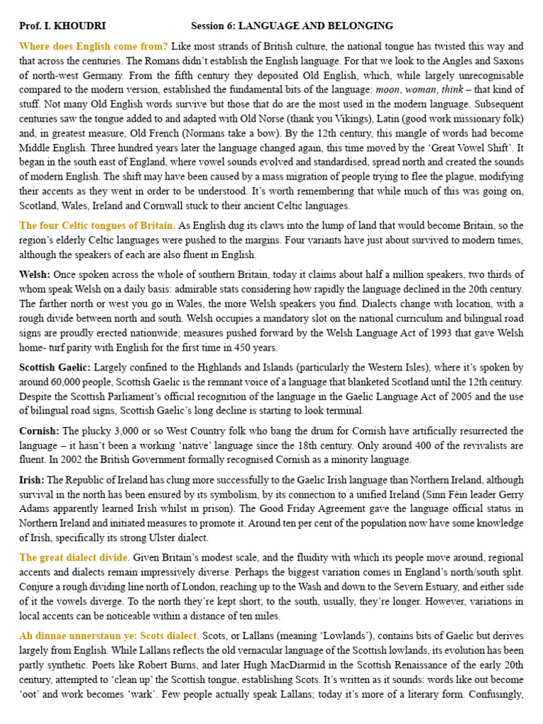 Language Evolution in Britain | PDF | English Language | Northern Ireland