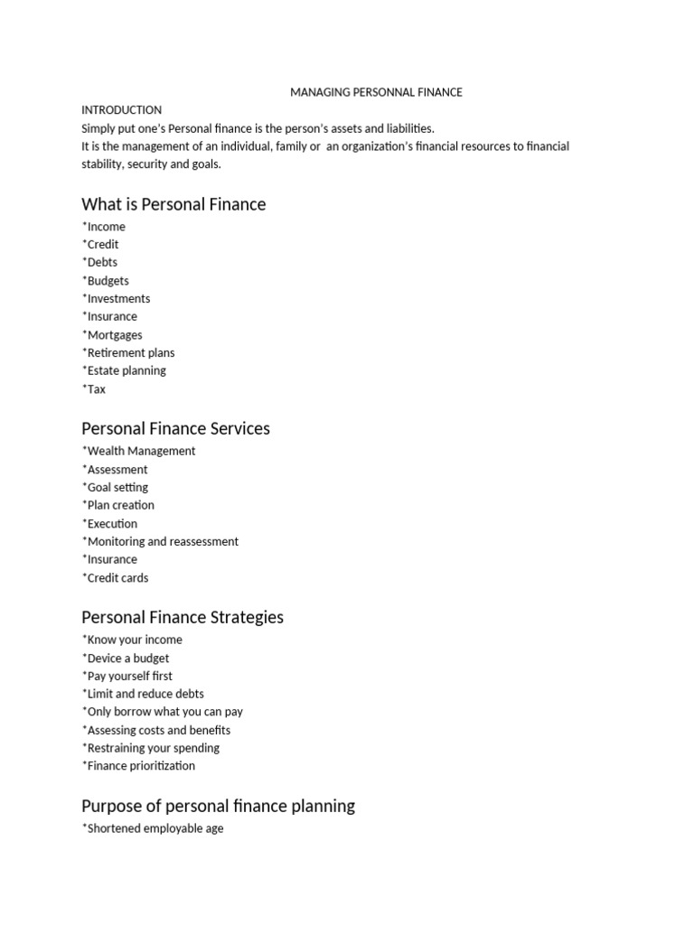 Personal Finance Management Guide | PDF