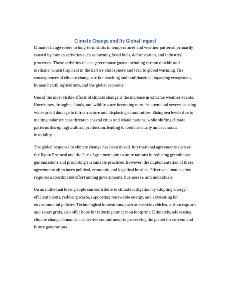 Climate Change and Its Global Impact-2 | PDF
