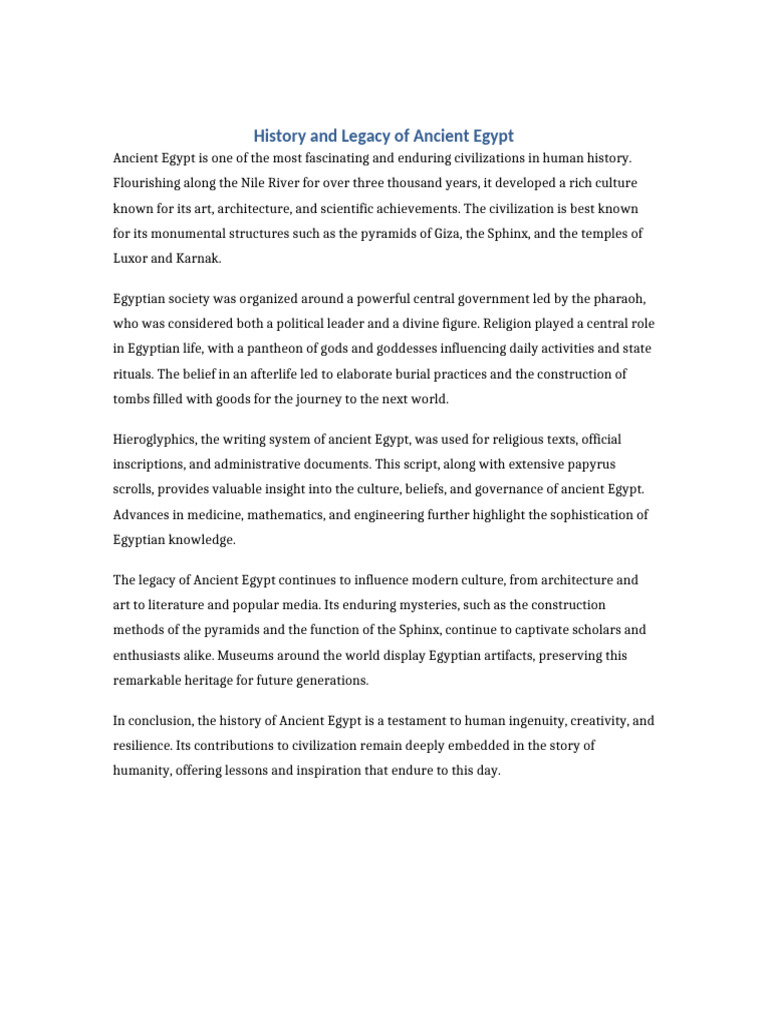 History and Legacy of Ancient Egypt-2 | PDF