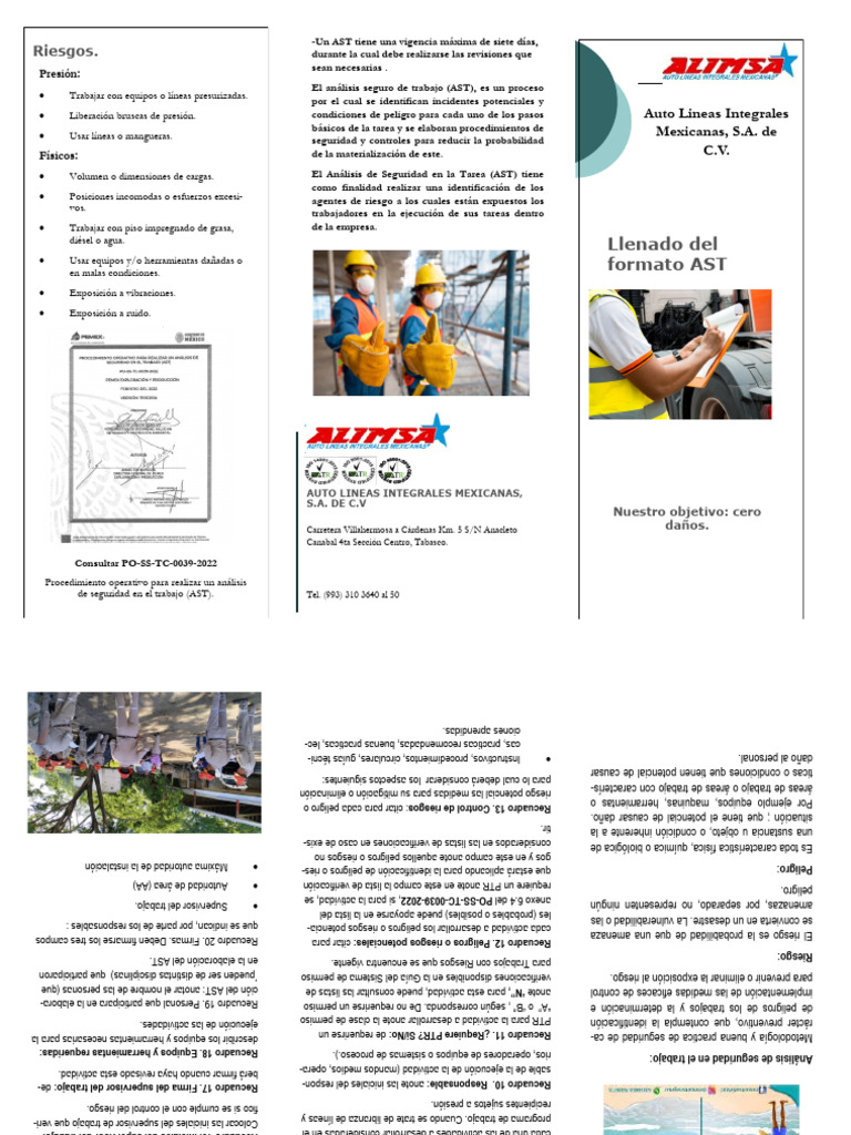 6.analisis de Seguridad en El Trabajo (AST) | PDF | Riesgo