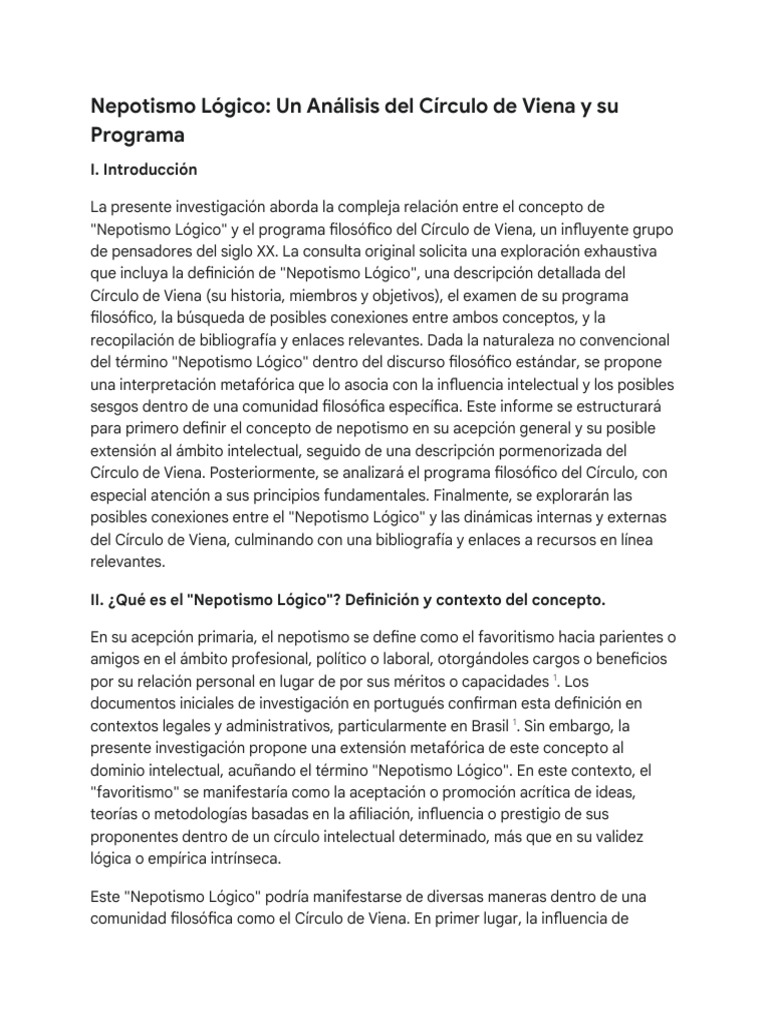 Nepotismo Lógico y Círculo Viena | PDF | Science | Filosofía contemporánea