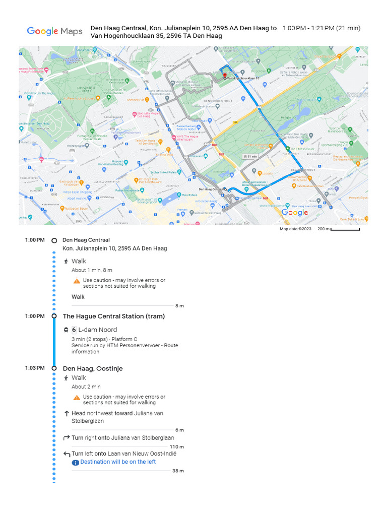Den Haag Centraal To Van Hogenhoucklaan 35, 2596 TA Den Haag - Google ...