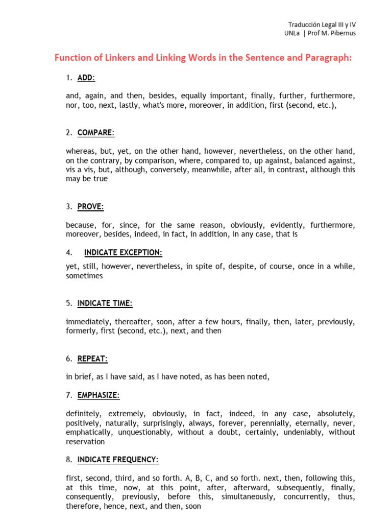 Function of Linkers and Linking Words - TL Iii - TL Iv | PDF | Paragraph | Syntax