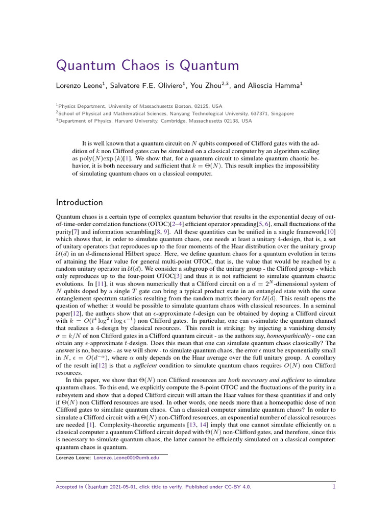 Quantum Chaos Is Quantum | PDF | Chaos Theory | Quantum Entanglement