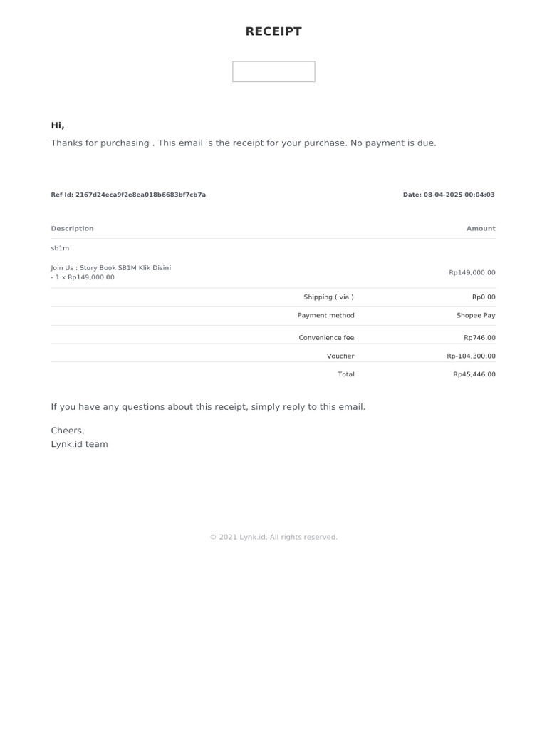 Lynk.id Purchase Receipt for SB1M | PDF