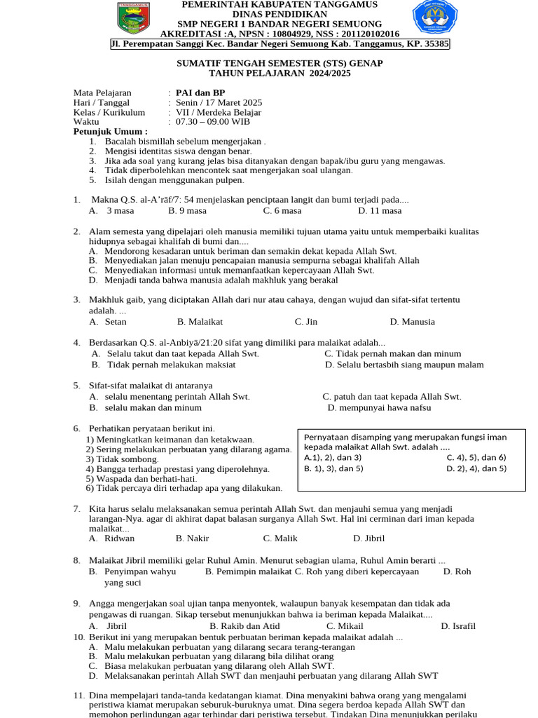 Senin 1 PAI sdh | PDF