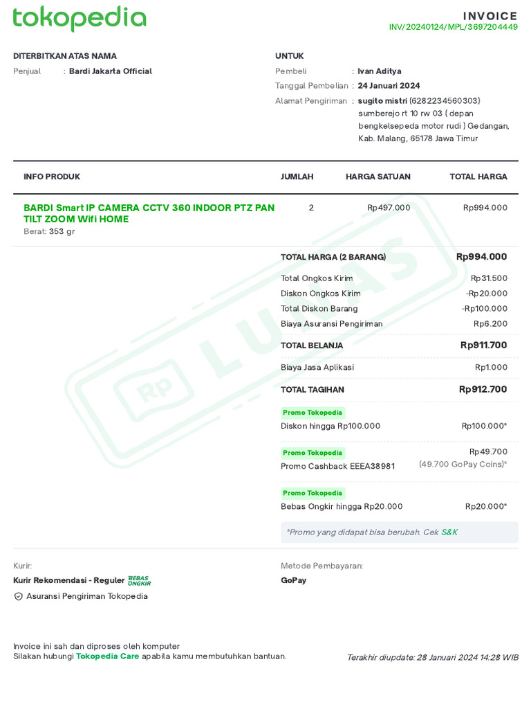 Invoice Pembelian BARDI CCTV 24 Jan 2024 | PDF