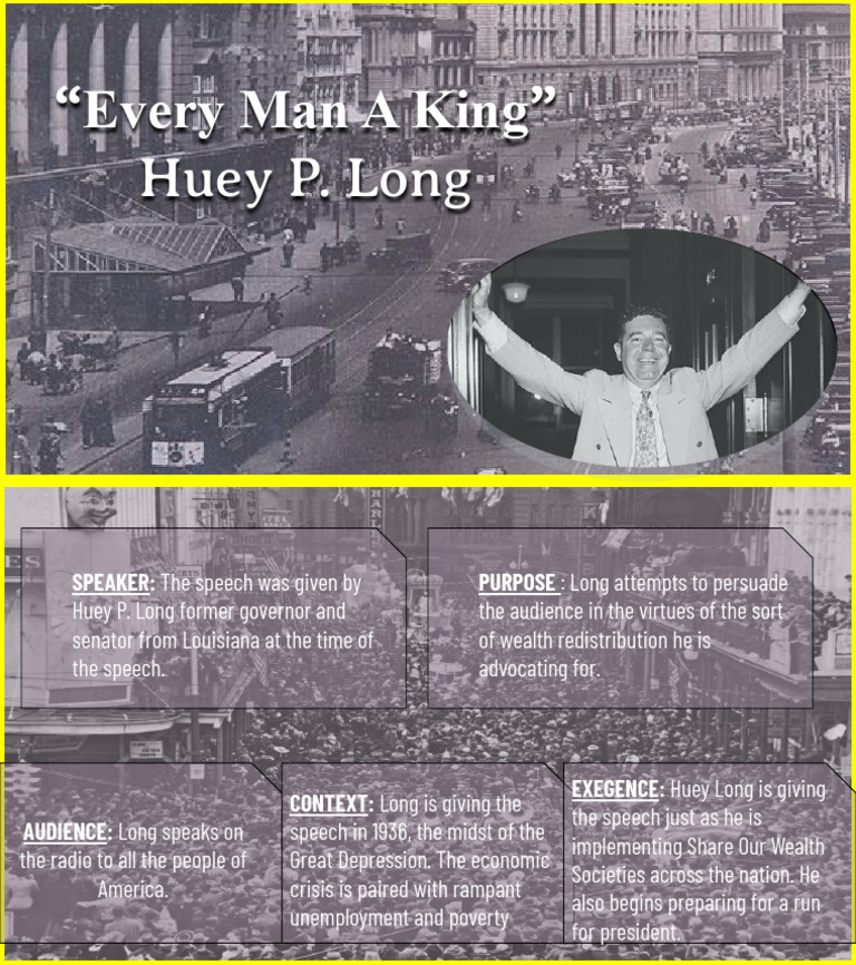 Huey Long's "Every Man A King" Speech | PDF