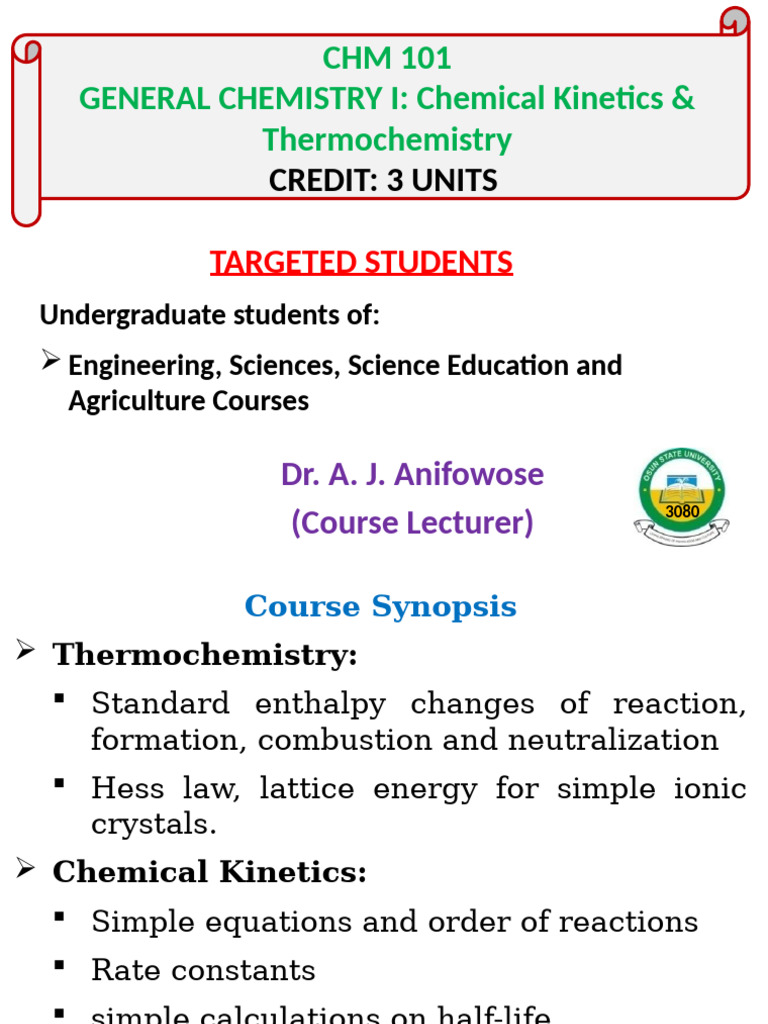 General Chemistry I: Kinetics & Thermochemistry | PDF | Reaction Rate ...