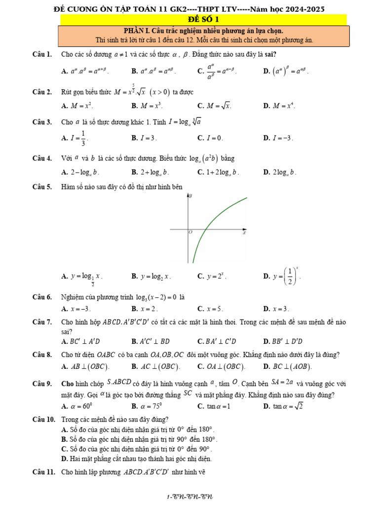 00_de Cuong Toan11 Ghk2 2025 Ltv Moi | PDF