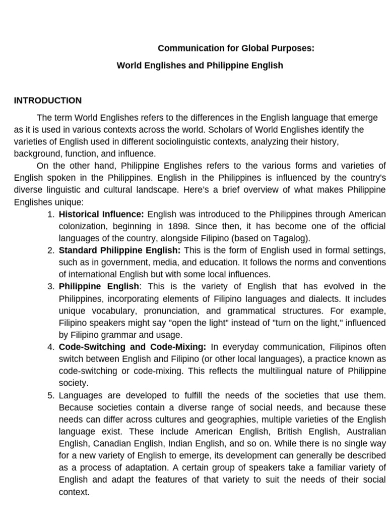 Understanding Philippine English Varieties | PDF | English Language ...