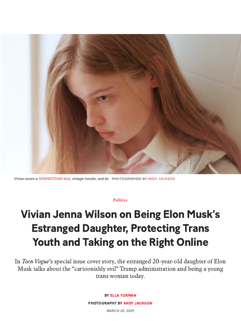 Vivian Jenna Wilson On Being Elon Musk's Estranged Daughter, Protecting ...