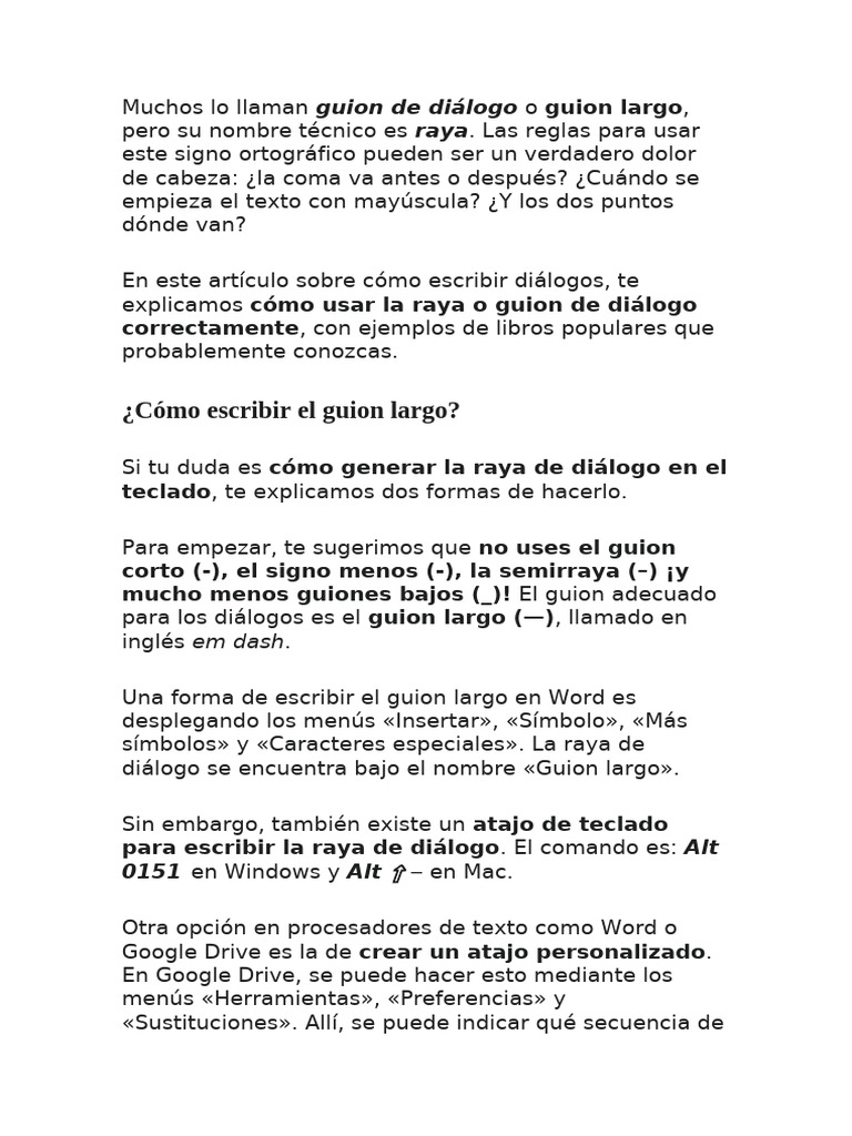 Cómo escribir diálogos con guion largo | PDF | Comillas | Texto
