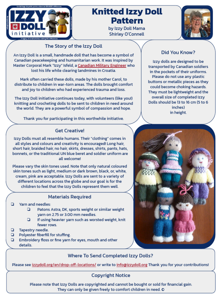 Knitted Izzy Doll Pattern by Shirley OConnell | PDF | Knitting | Yarn