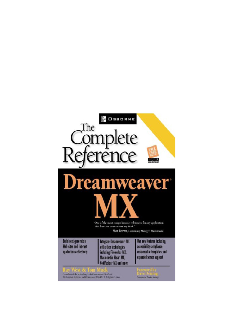 Dreamweaver MX The Complete Reference 1st Edition Ray West download ...