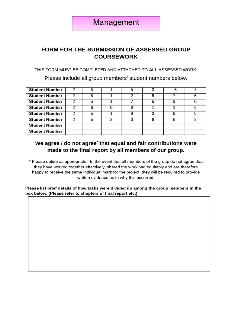 Group Coursework Submission Form | PDF