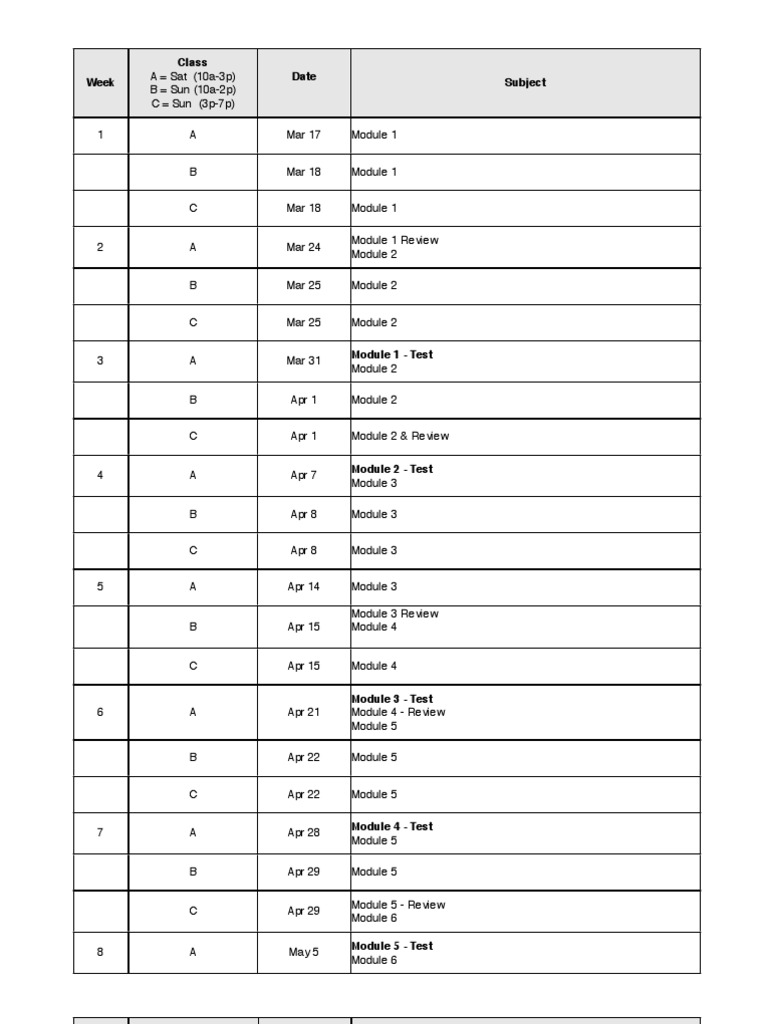 MHA - Session 1 Class Schedule | PDF