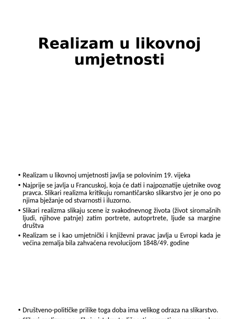 Realizam U Likovnoj Umjetnosti | PDF