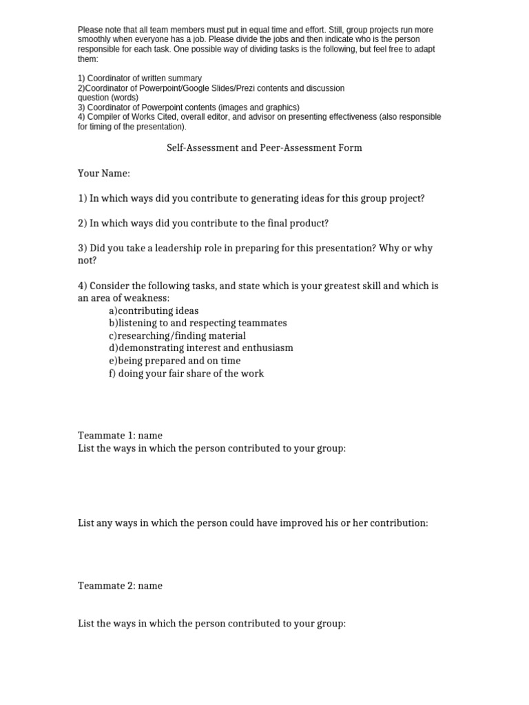 Peer Feedback Form-1-12 | PDF