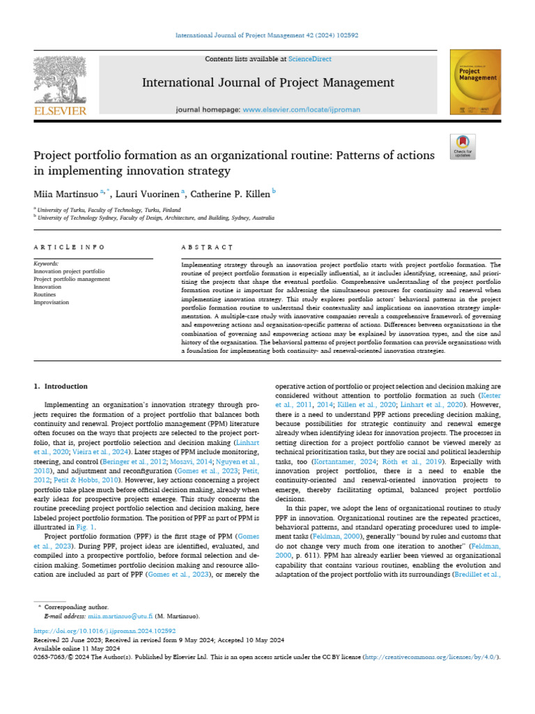 Project Portfolio Formation in Innovation | PDF | Innovation | Franchising