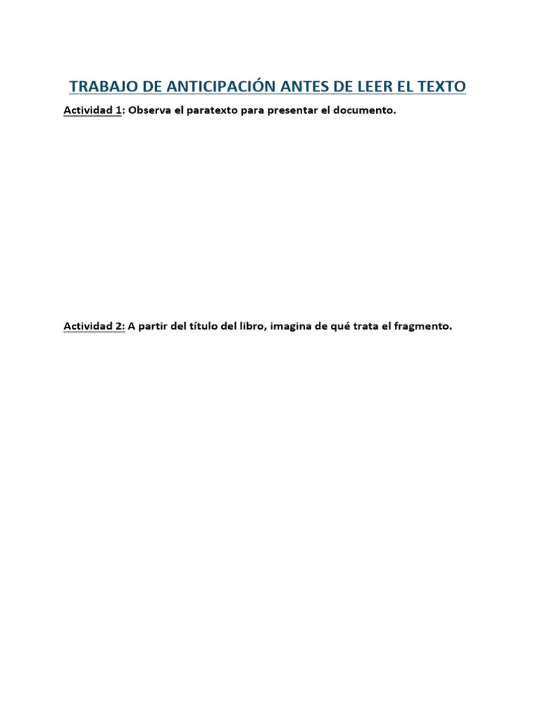 Actividades Previas de Lectura | PDF
