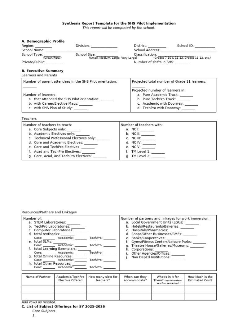 Pilot Annex-D - Synthesis-Report-Template | PDF | Learning