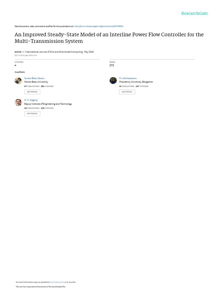 An Improved Steady-State Model of An Interline Power Flow Controller ...