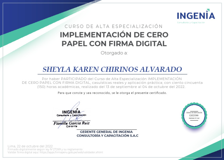 Ingenia - Curso Especializado Implementacion de Cero Papel Con Firma ...