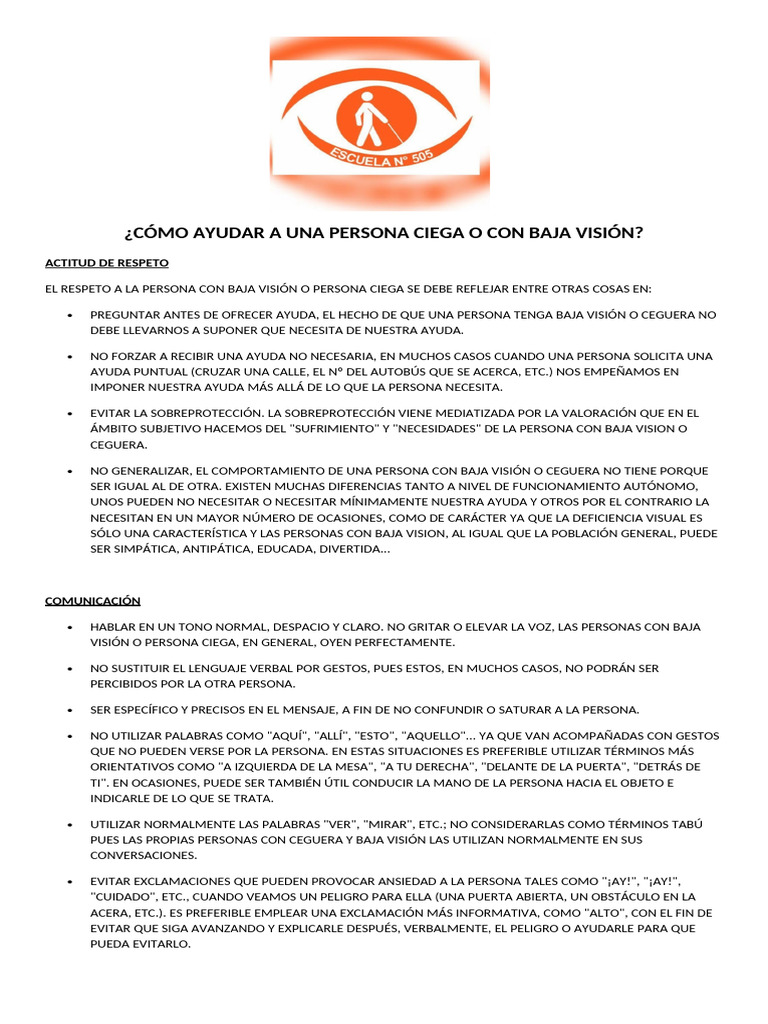 Cómo ayudar a personas con discapacidad visual | PDF | Color ...