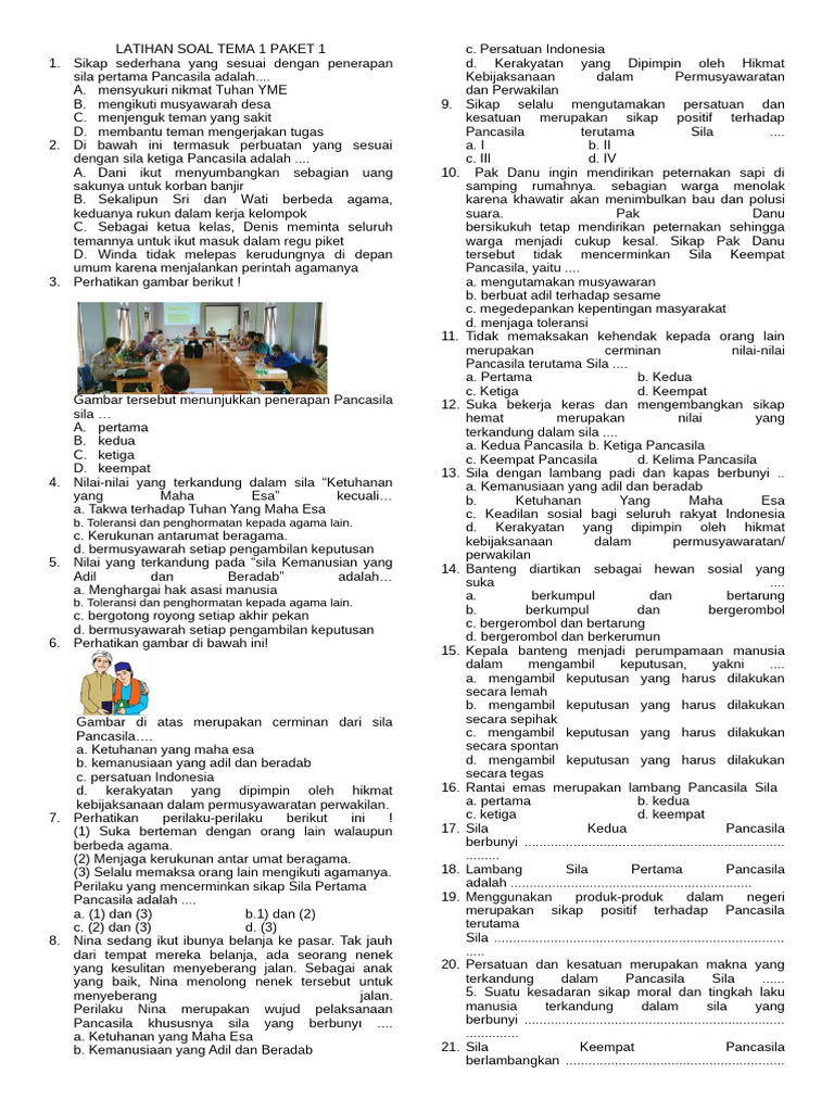 Latihan Soal Tema 1 Paket 1 | PDF