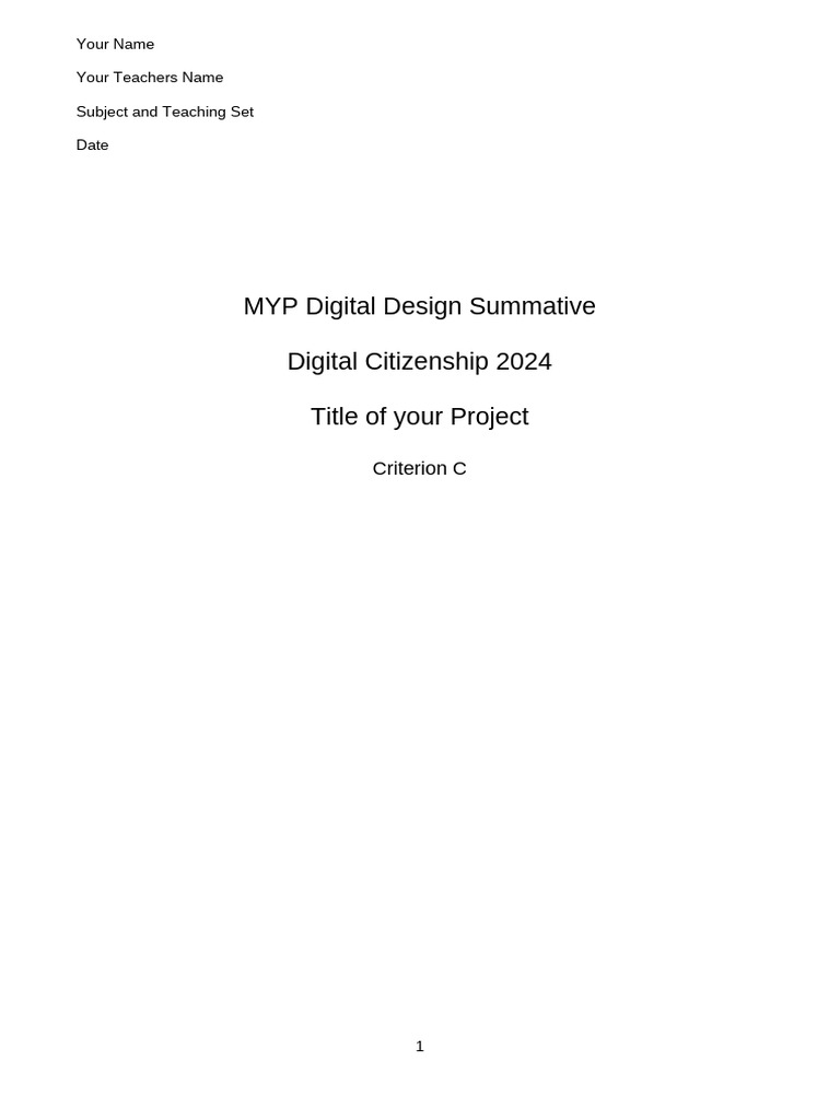 MYP Digital Design Project Plan Guide | PDF