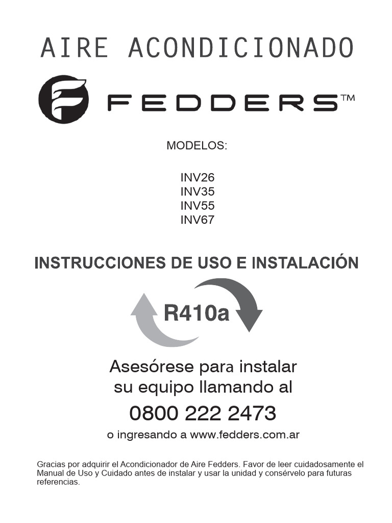 Manual de Aire Acondicionado Fedders | PDF | Física Aplicada e ...