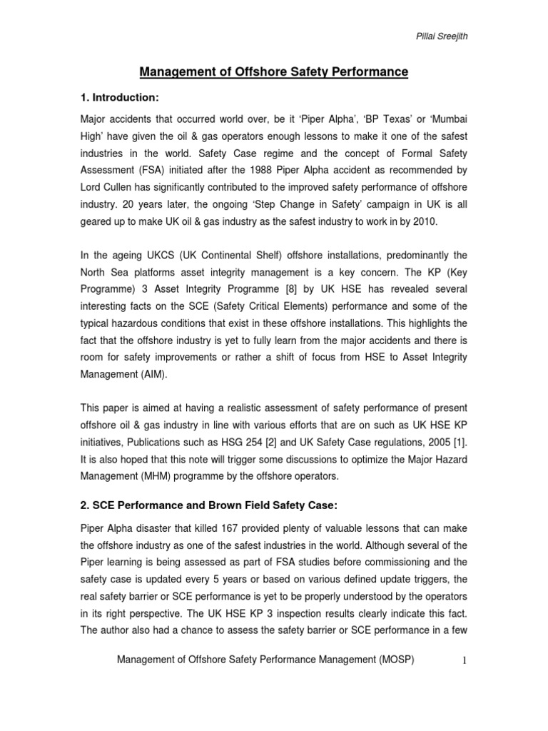 Offshore Safety Performance Management | PDF | Risk Assessment | Risk