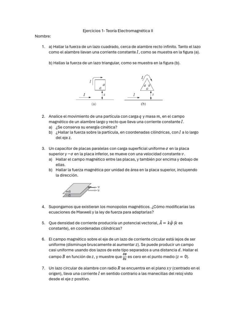 Ejercicios de Teoría Electromagnética II | PDF | Campo magnético ...