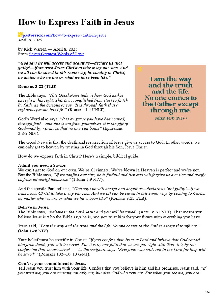 How To Express Faith in Jesus | PDF | Jesus | The Gospel