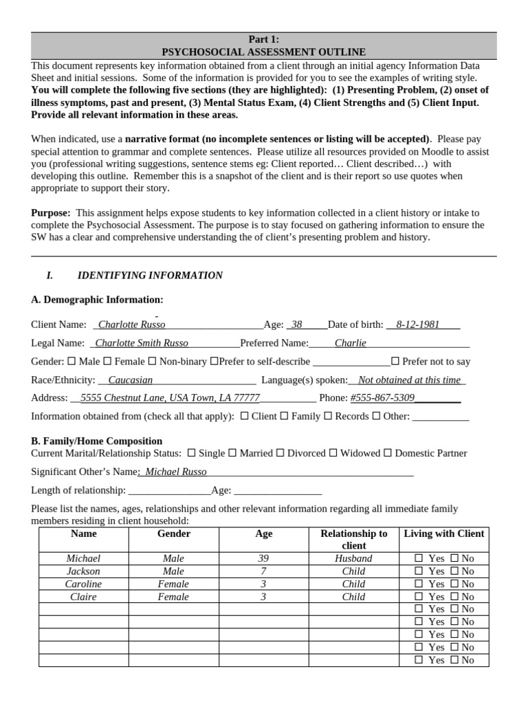 Psychosocial Assessment Template - Aug2020 | PDF | Substance Abuse ...