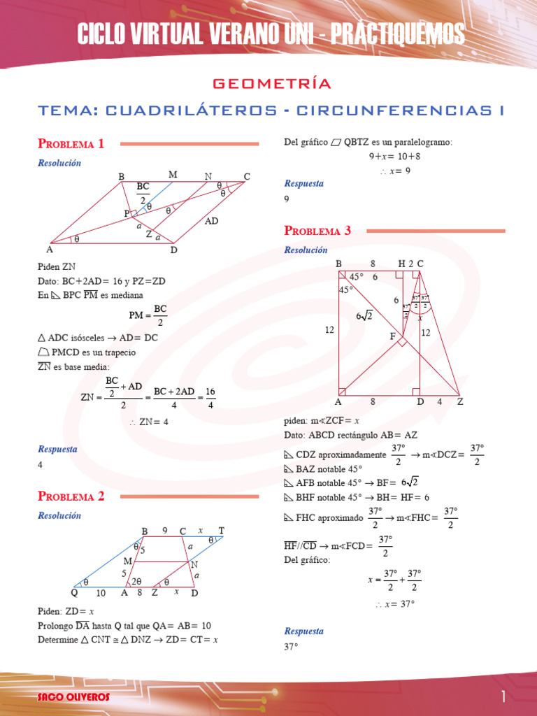 3 Geom Verano-UNI Cap2 Practiquemos 24 2 | PDF | Rectángulo | Objetos geométricos