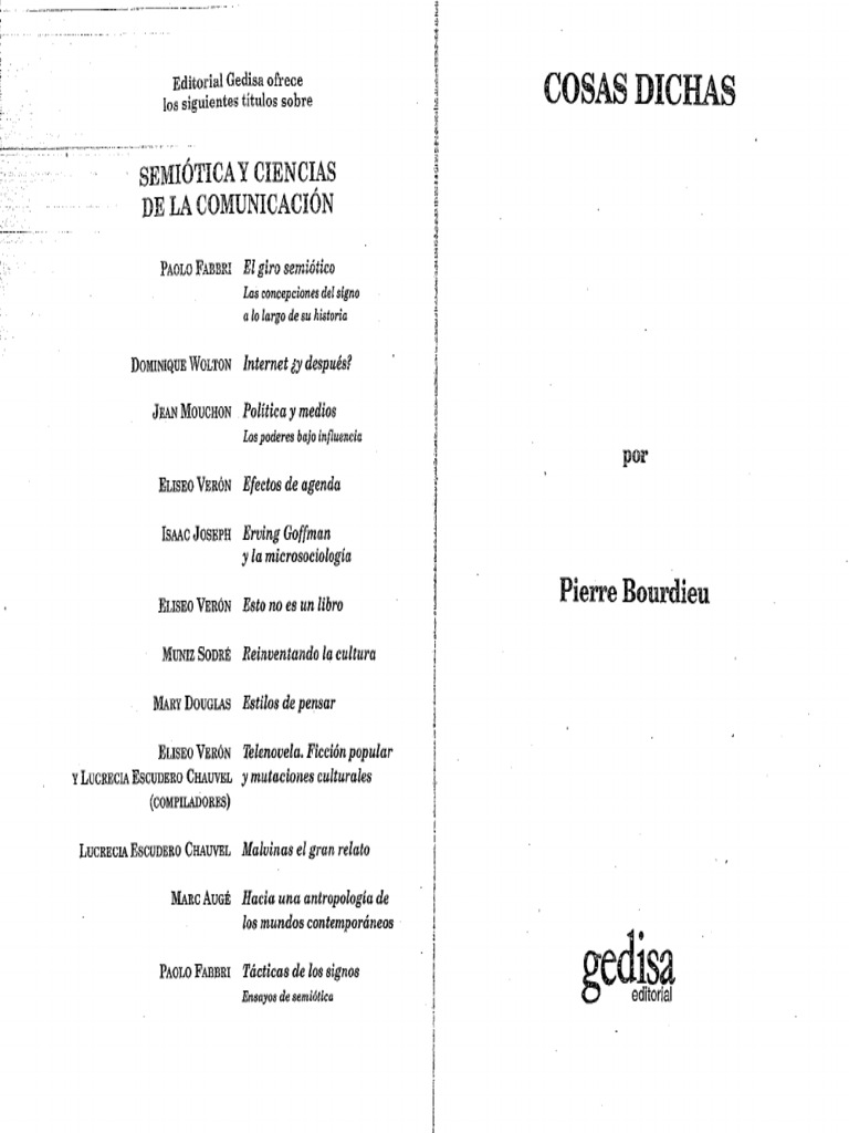 BOURDIEU, Pierre - LA CODIFICACION - Cosas Dichas | PDF