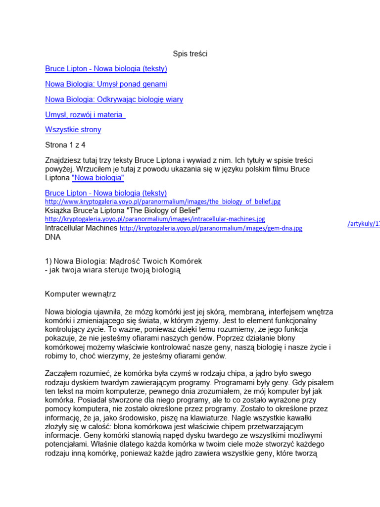 Nowa Biologia - Bruce Lipton | PDF